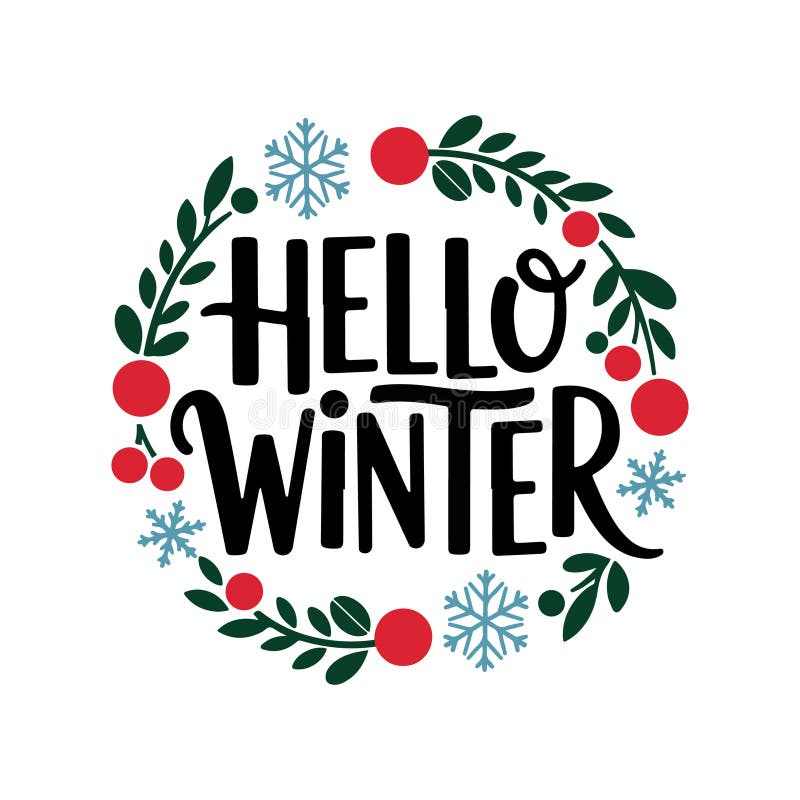 Hello Winter Typography Vector T-shirt Design Stock Vector ...