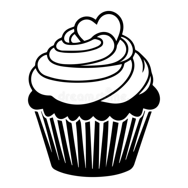Best Heart Cupcake SVG Design Printable Graphics Stock Illustration ...