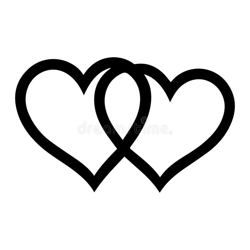 Best Valentine Silhouette Double Hearts for Clipart Lovers Stock Vector ...