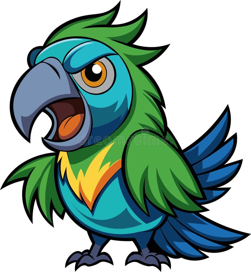 Expressive Angry Parrot Cartoon Artwork in Vibrant Colors Stock Vector ...