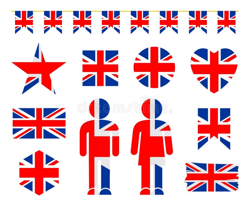 England Flag Set. Isolated England Flag on White Background Stock ...