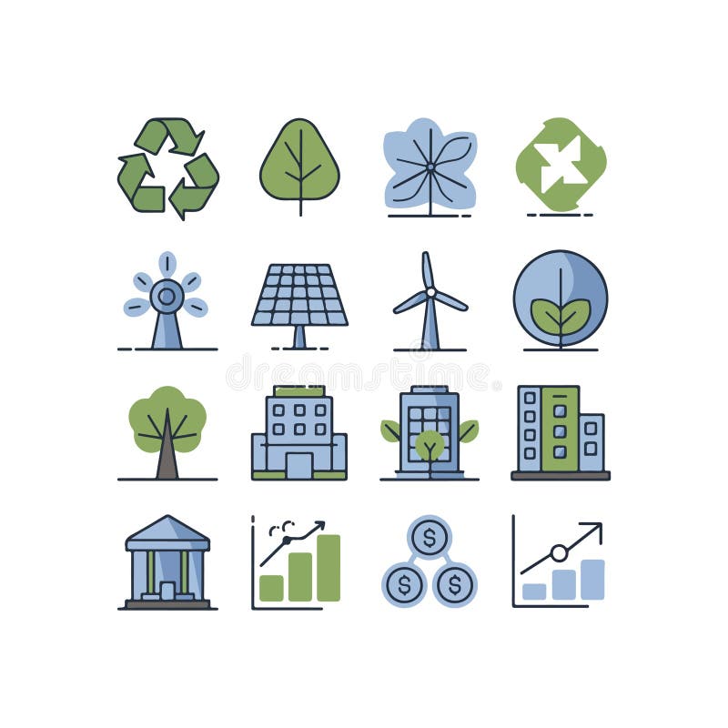 Theme of Sustainable Investments, Icon Vector Art Illustration Stock ...