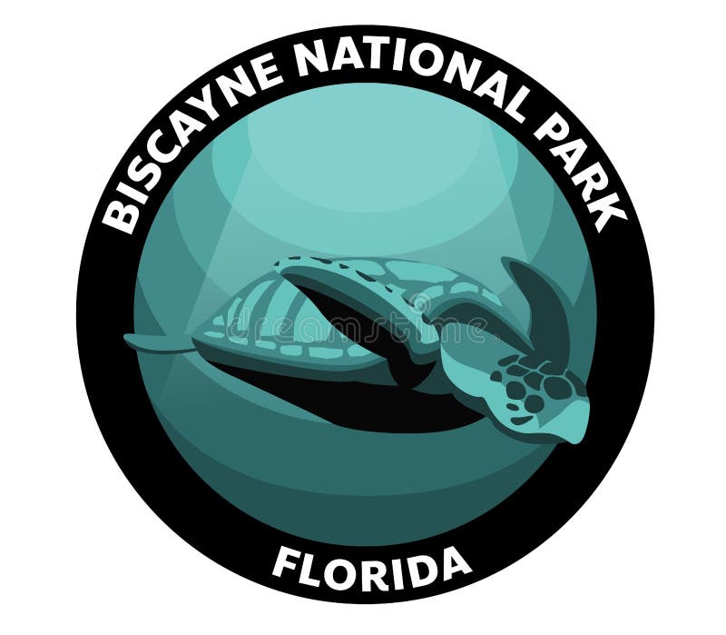 Biscayne NATIONAL PARK Florida Vector Logo Green Sea Turtle Stock ...