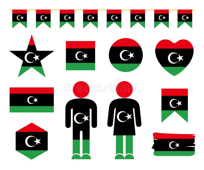 Libya Flag Set. Isolated Libya Flag on White Background Stock Vector ...