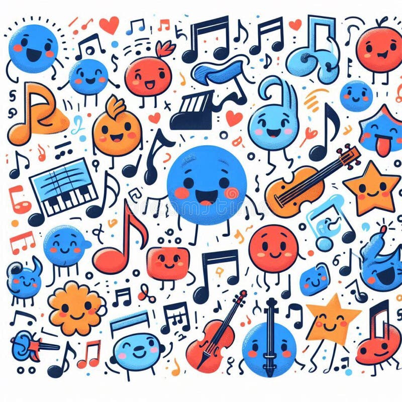 Musical Emoji Mashup: a Symphony of Cute Expressions Stock Illustration ...
