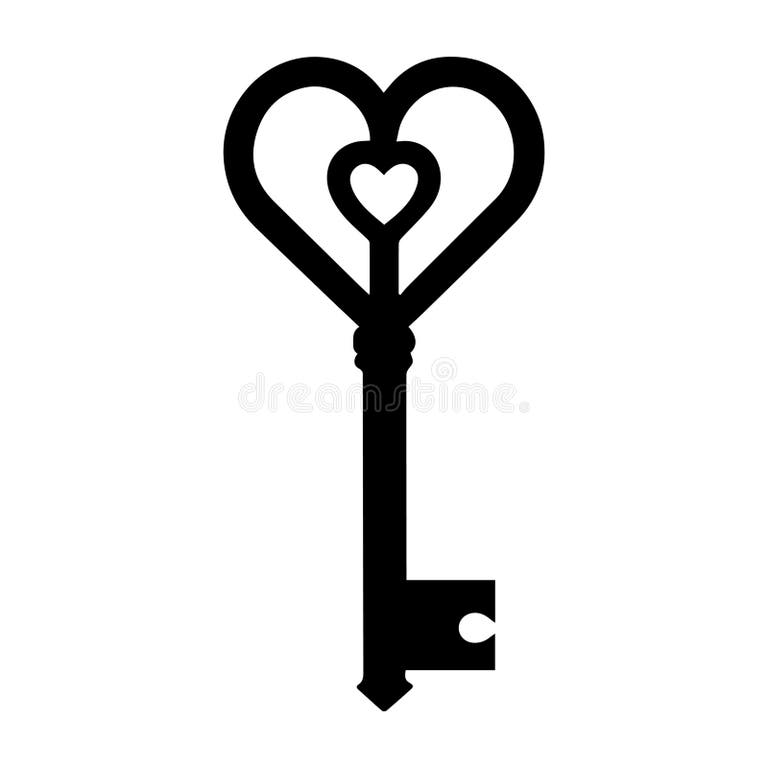 Valentine Heart Key Vector Silhouette Illustration Graphic for ...