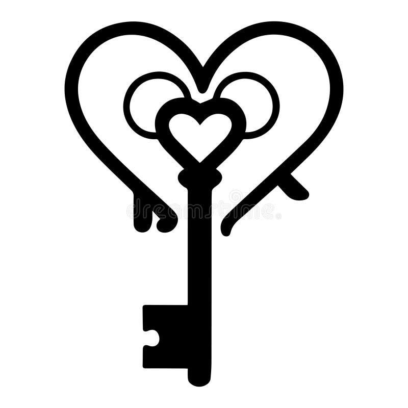 Best Romantic Valentine Day Heart Key Vector Silhouette Illustration ...