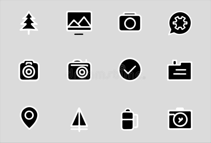 Web Flat Icon Design Tree, Monitor, Camera, Settings, Location Etc ...