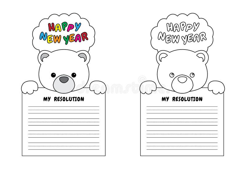 New Year Writing Resolution Craft Activity for Kids Animal Set Polar ...