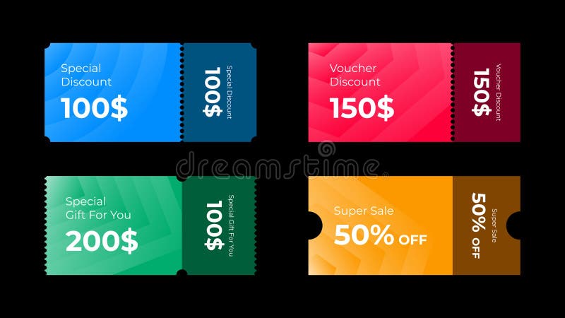 Coupon Card Design Template with Discount Percent. Stock Illustration ...