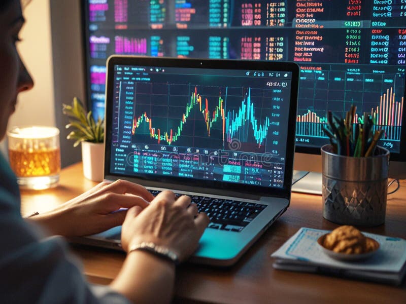 Financial Data in Screen Display in Financial Industry Stock ...