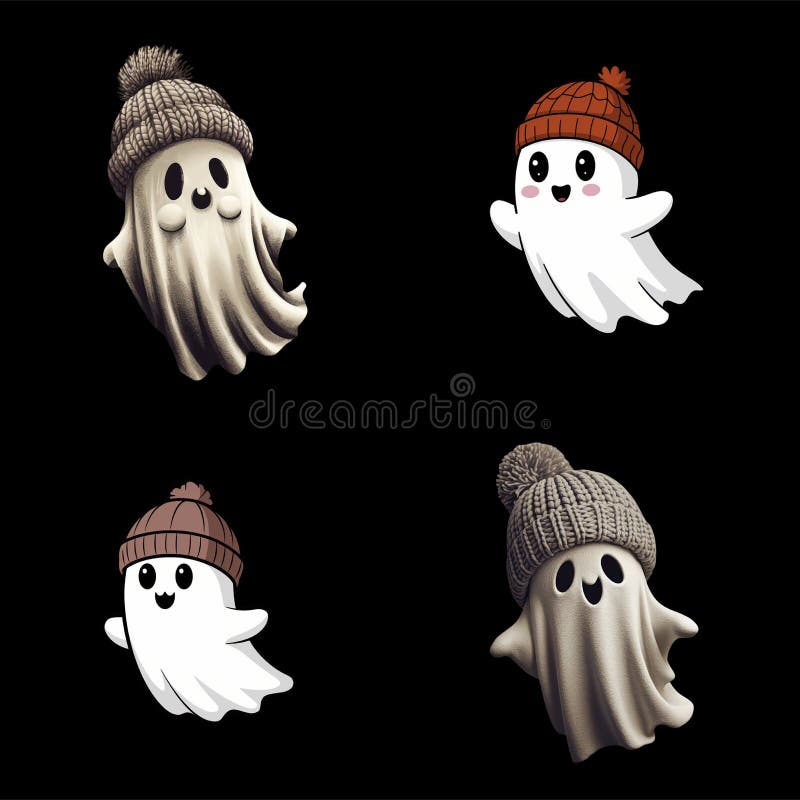 A State of Halloween Cartoon Cute Little Ghost Flying with Tongue Out ...