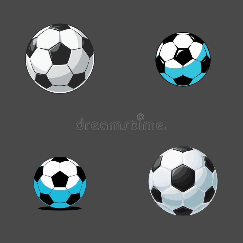 4 Set of Shiny Soccer Ball Over White Stock Vector - Illustration of ...