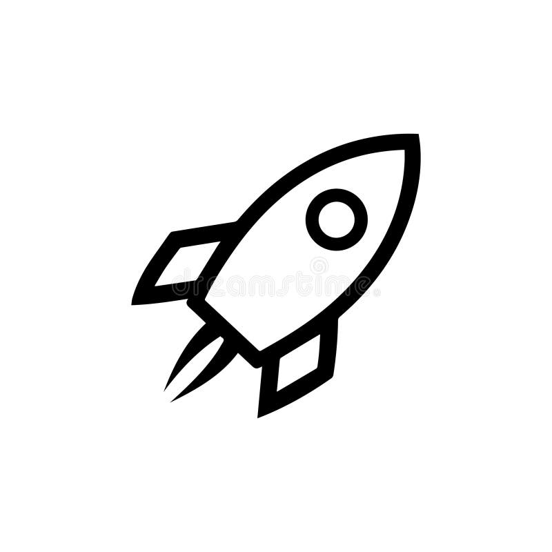 A Clean, Minimalist Icon Featuring a Sleek, Black-and-white Rocket with ...