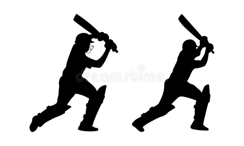 Set of Cricket Batsman Hit Action Silhouette Vector Art Stock Vector ...