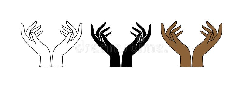 Diverse Hands in Prayer Pose, a Collection of Vector Illustrations ...