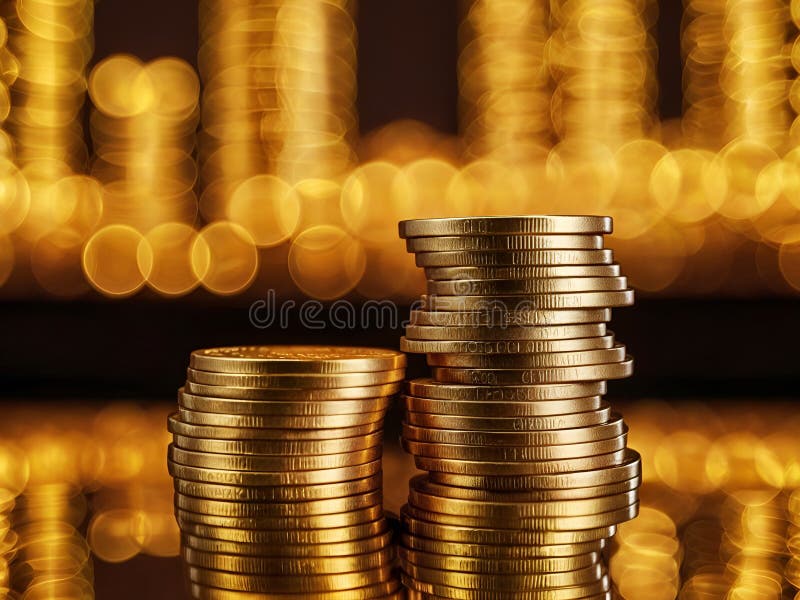 Close-up of Shiny Golden Coins Stacked Symbolizing Wealth, Finance, and ...