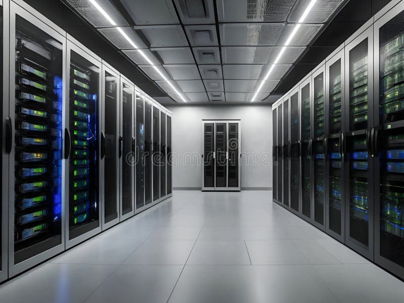 An Arrangement of Server Room To Manage Many Computers Stock ...