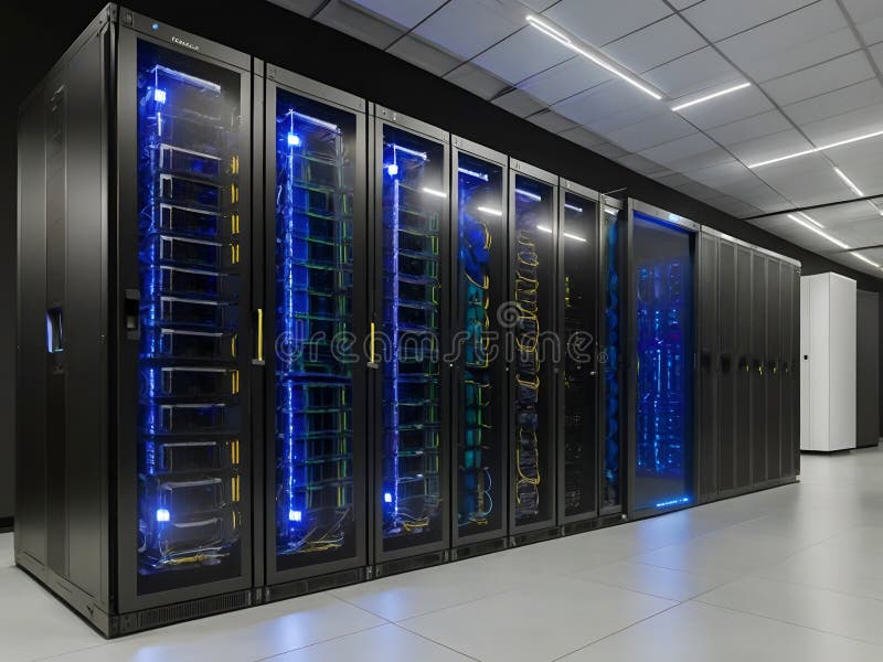 An Arrangement of Server Room To Manage Many Computers Stock ...