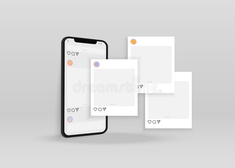 Vector Mock Up about Instagram Carousel Interface with Phone Stock ...