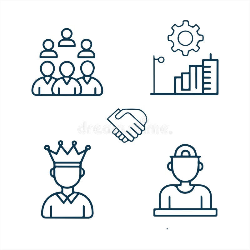 Web User Team People, Partnership Line Icon Set Vector File Stock ...