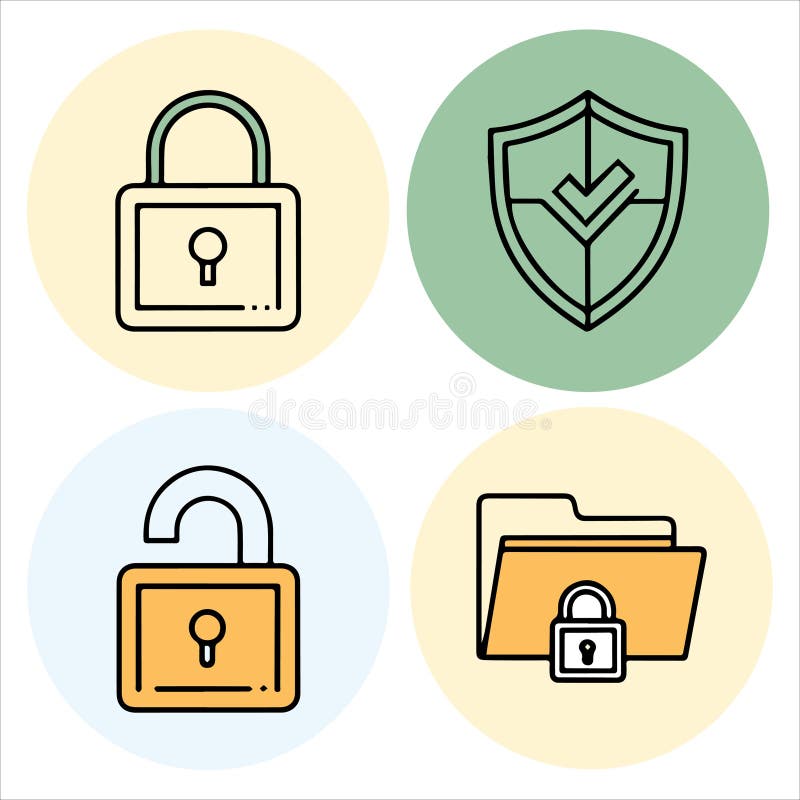 Web Security, Protection Line Icons Set Vector File Stock Vector ...