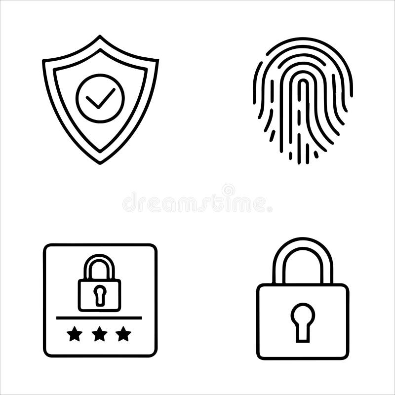 Web Security, Protection Line Icons Set Vector File Stock Vector ...