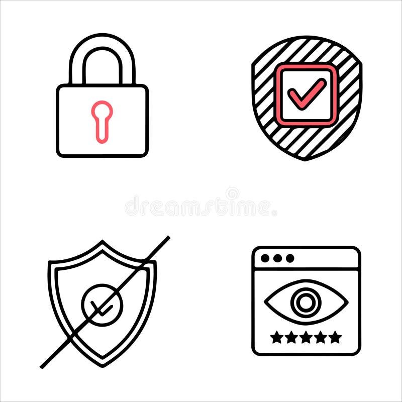 Web Security, Protection Line Icons Set Vector File Stock Vector ...