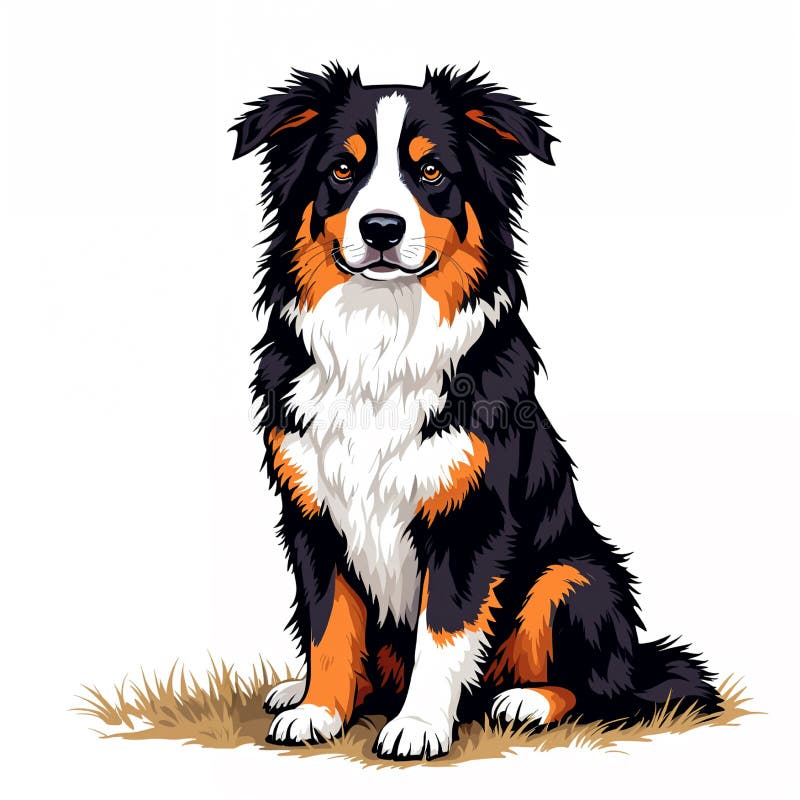 Cute Cartoon Australian Shepherd Dog Vector Illustration Stock Vector ...