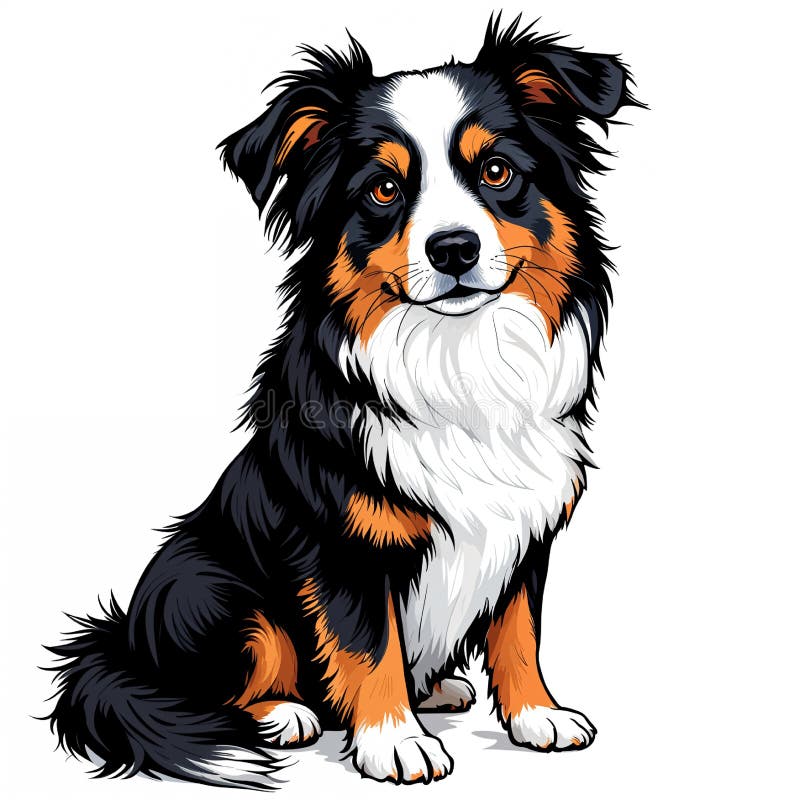 Cute Cartoon Australian Shepherd Dog Vector Illustration Stock Vector ...