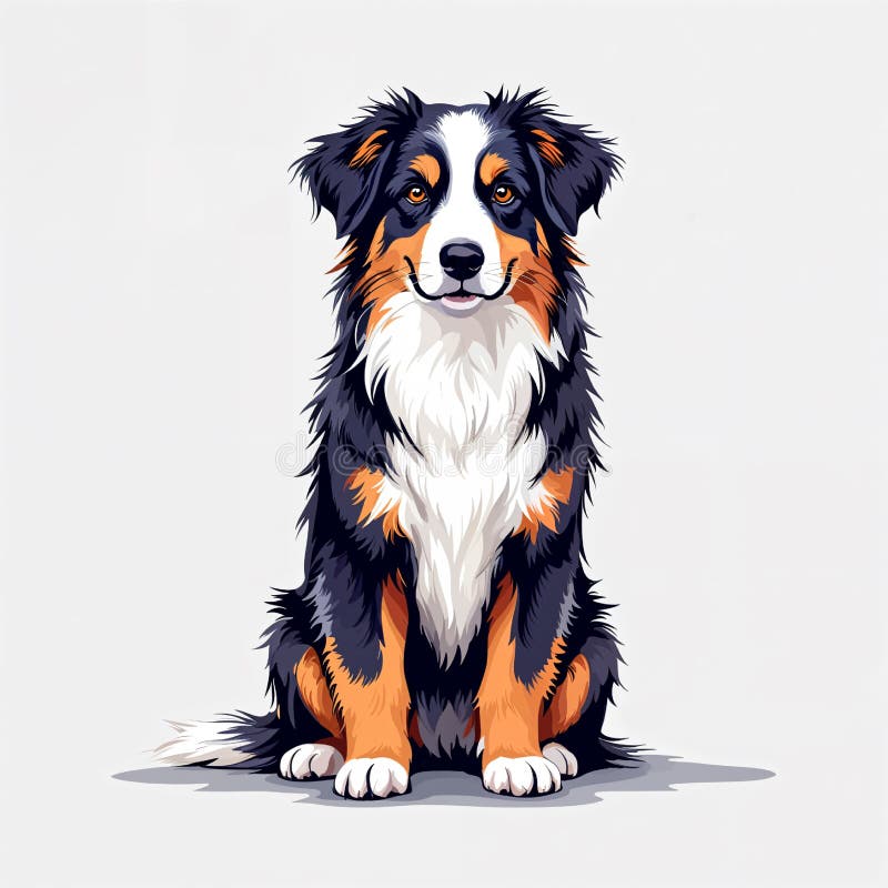 Cute Cartoon Australian Shepherd Dog Vector Illustration Stock Vector ...