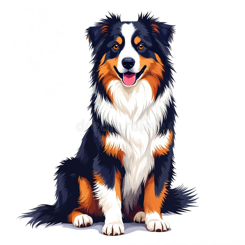Cute Cartoon Australian Shepherd Dog Vector Illustration Stock Vector ...