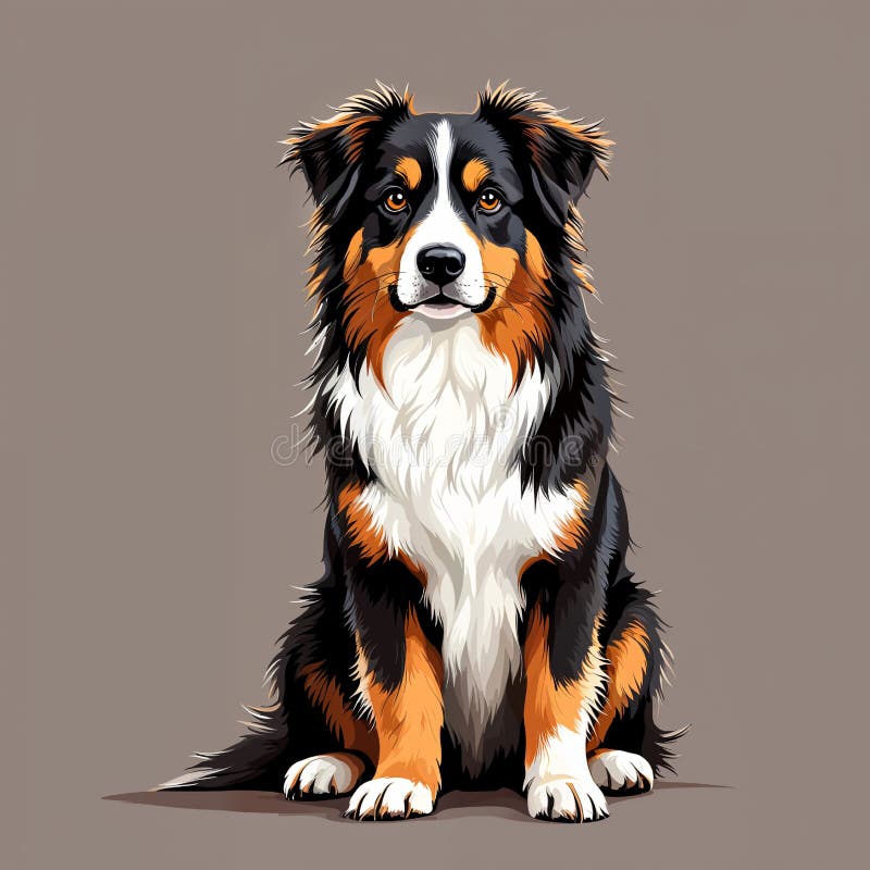 Cute Australian Shepherd Dog Vector Cartoon Illustration White ...