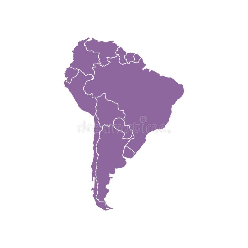 Detailed Purple South America Map with Borders Stock Illustration ...