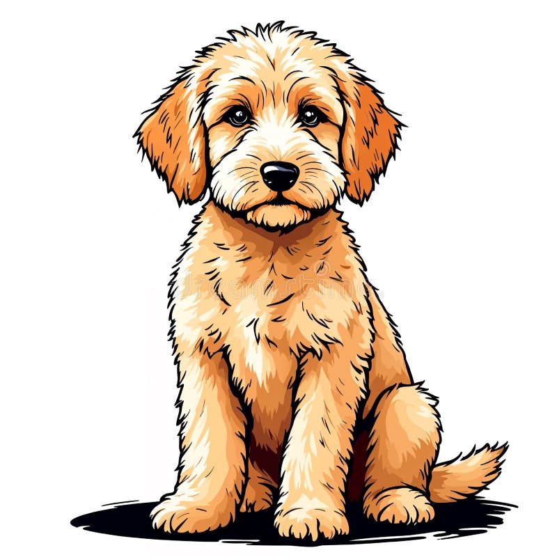 Cute Goldendoodle Dog Vector Cartoon Illustration Stock Illustration ...