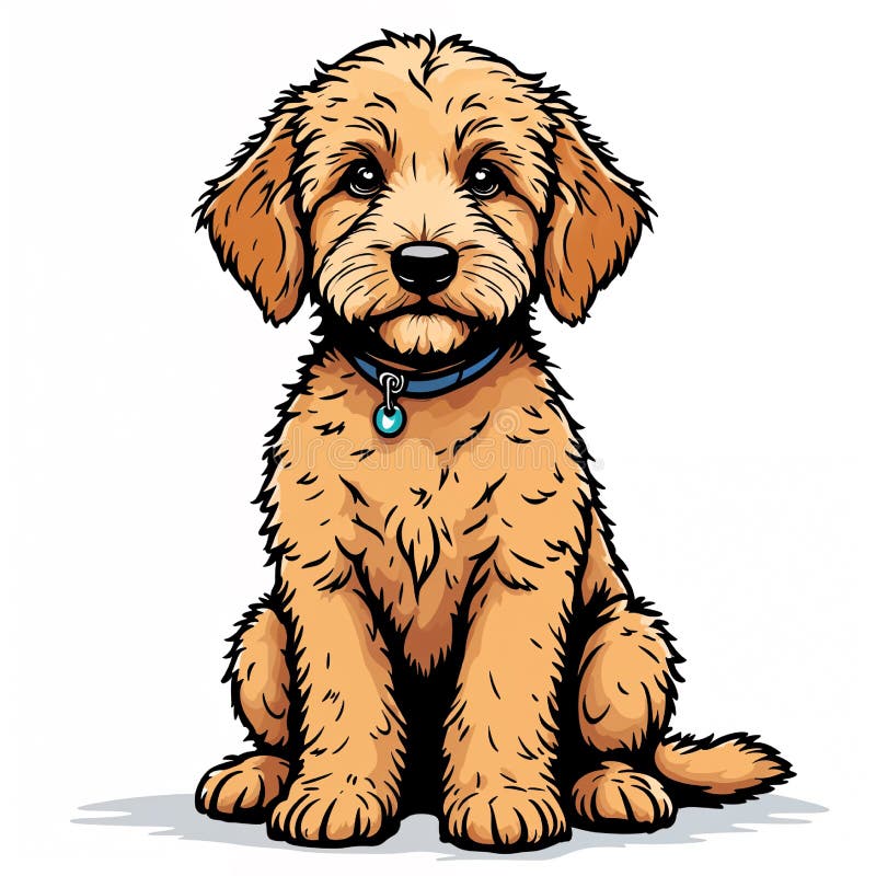 Cute Goldendoodle Dog Vector Cartoon Illustration Stock Illustration ...