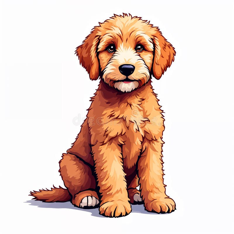 Cute Goldendoodle Dog Vector Cartoon Illustration Stock Illustration ...