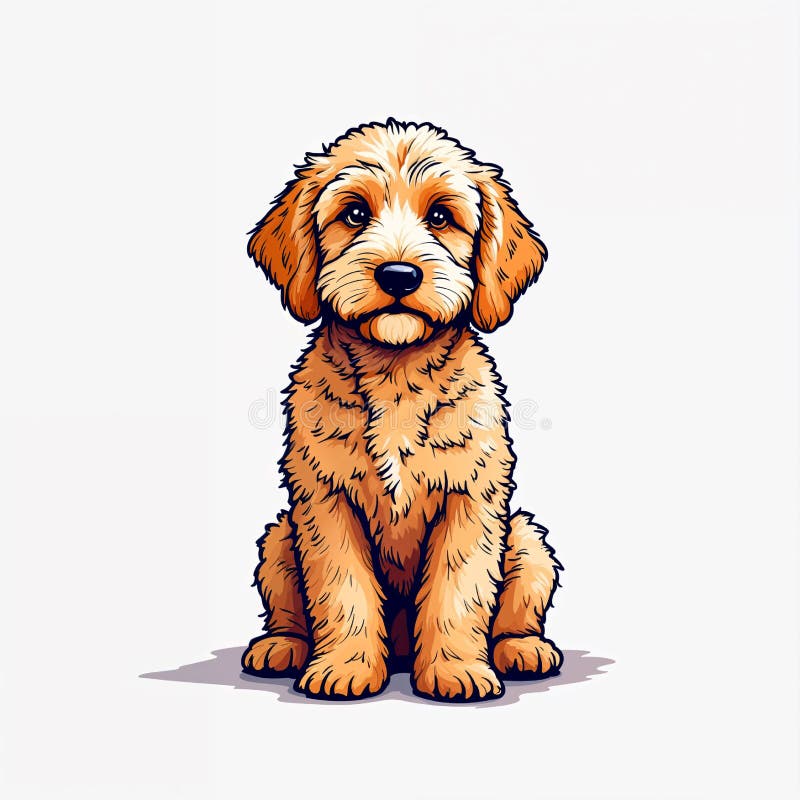 Cute Goldendoodle Dog Vector Cartoon Illustration Stock Illustration ...