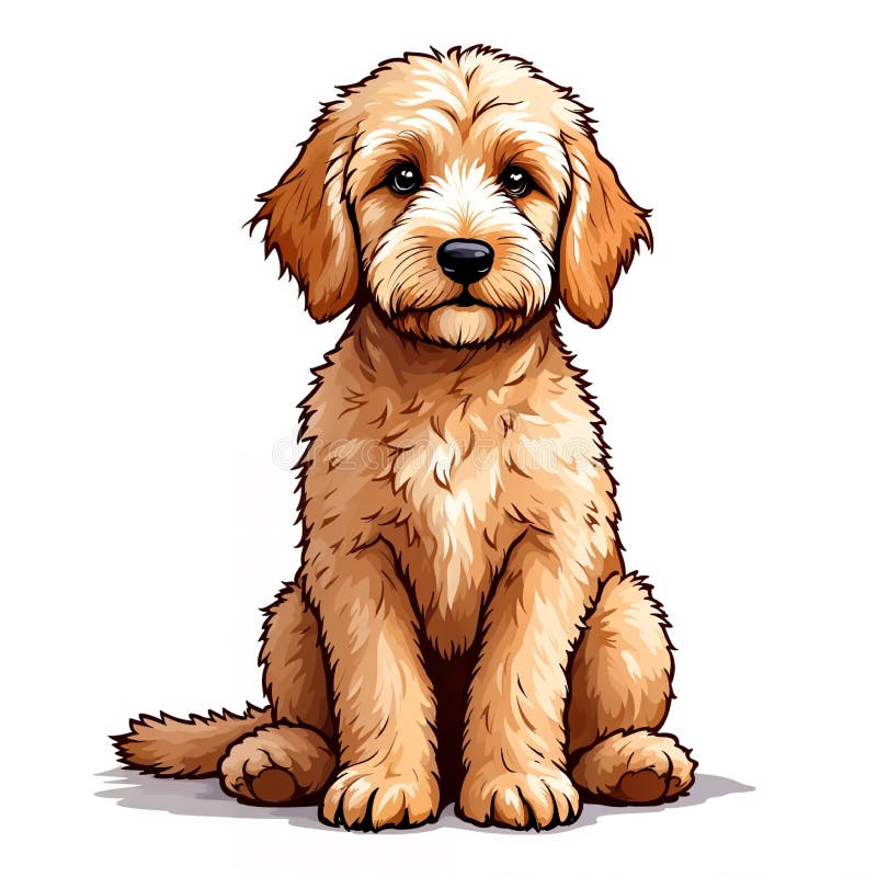 Cute Goldendoodle Dog Vector Cartoon Illustration Stock Vector ...