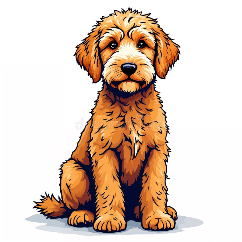 Cute Goldendoodle Dog Vector Cartoon Illustration Stock Illustration ...