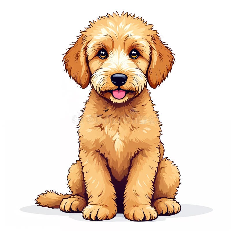 Cute Goldendoodle Dog Vector Cartoon Illustration Stock Vector ...