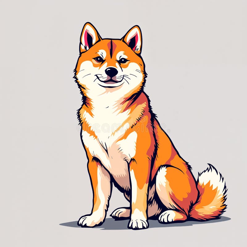Cute Cartoon Shiba Inu Dog Illustration Stock Vector - Illustration of ...
