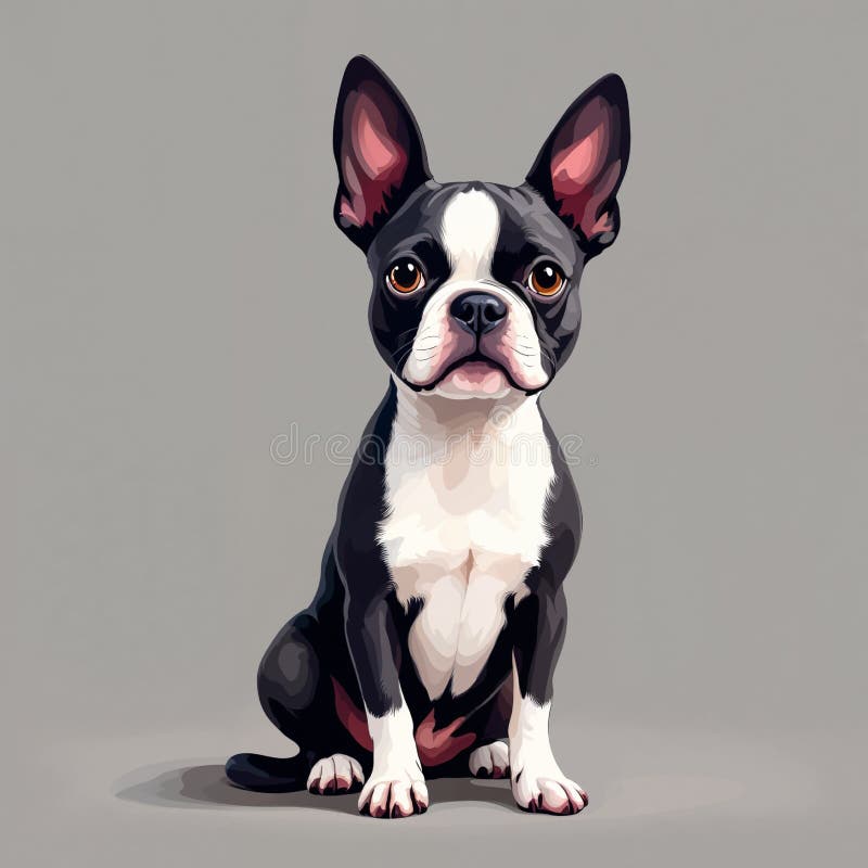 Cute Boston Terrier Dog Vector Cartoon Illustration Stock Vector ...
