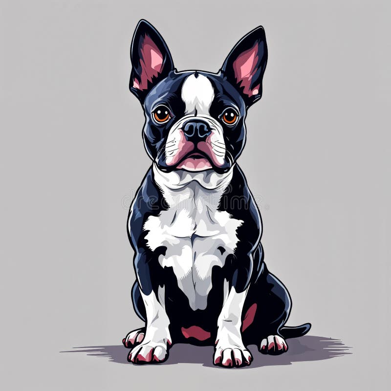 Cute Boston Terrier Dog Vector Cartoon Illustration Stock Vector ...