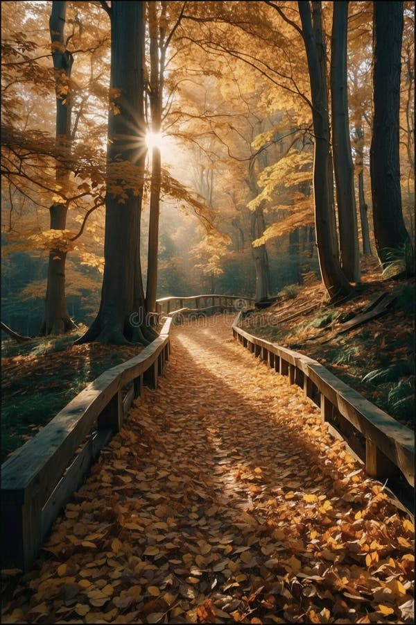 The Edge of the Forest with Dawn S Light Streaming through the Trees ...