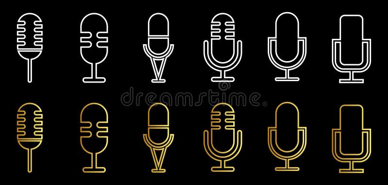 Set of Wight and Golden Line Art Mics Black and White Editable Vector ...