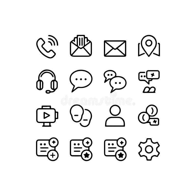 Set of Call Center Icons. Outline Icons for Web Design and Mobile Apps ...