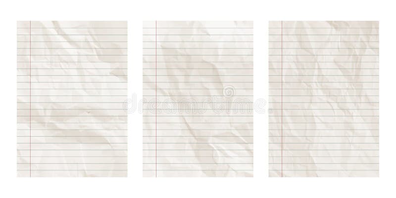 Lined Paper Sheets. Blank Crumpled Pages of a School Notebook Stock ...