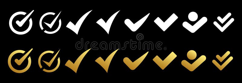 Wight and Golden Check Mark Vector Icon Stock Vector - Illustration of ...