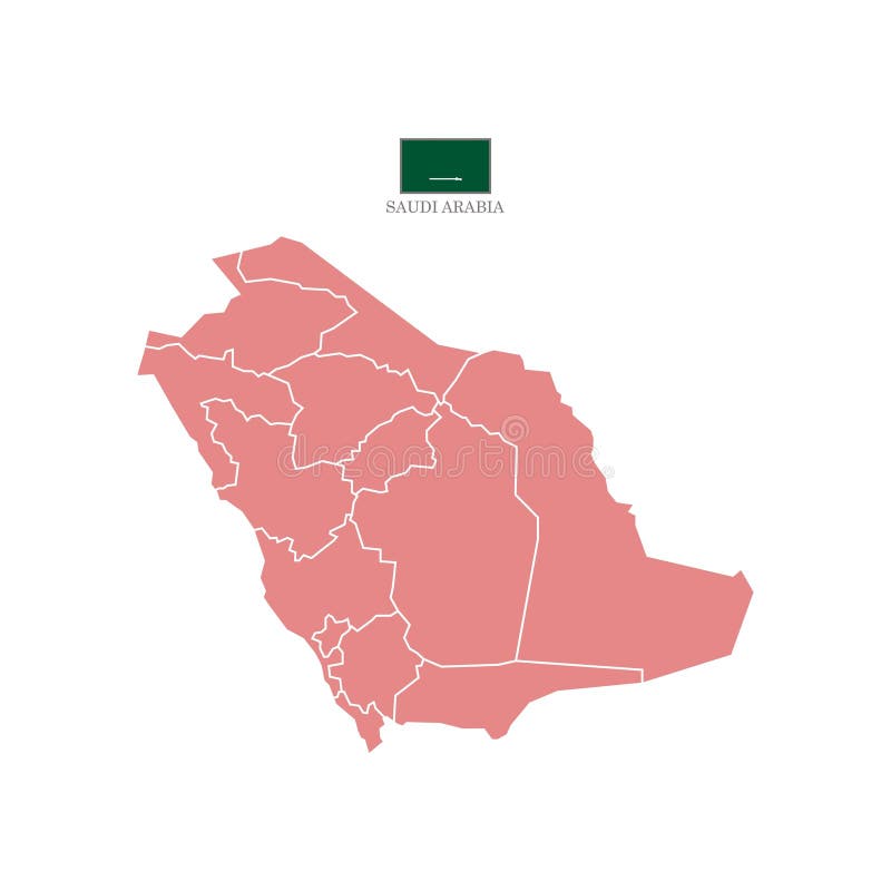 Red Map of Saudi Arabia with Borders Stock Vector - Illustration of ...